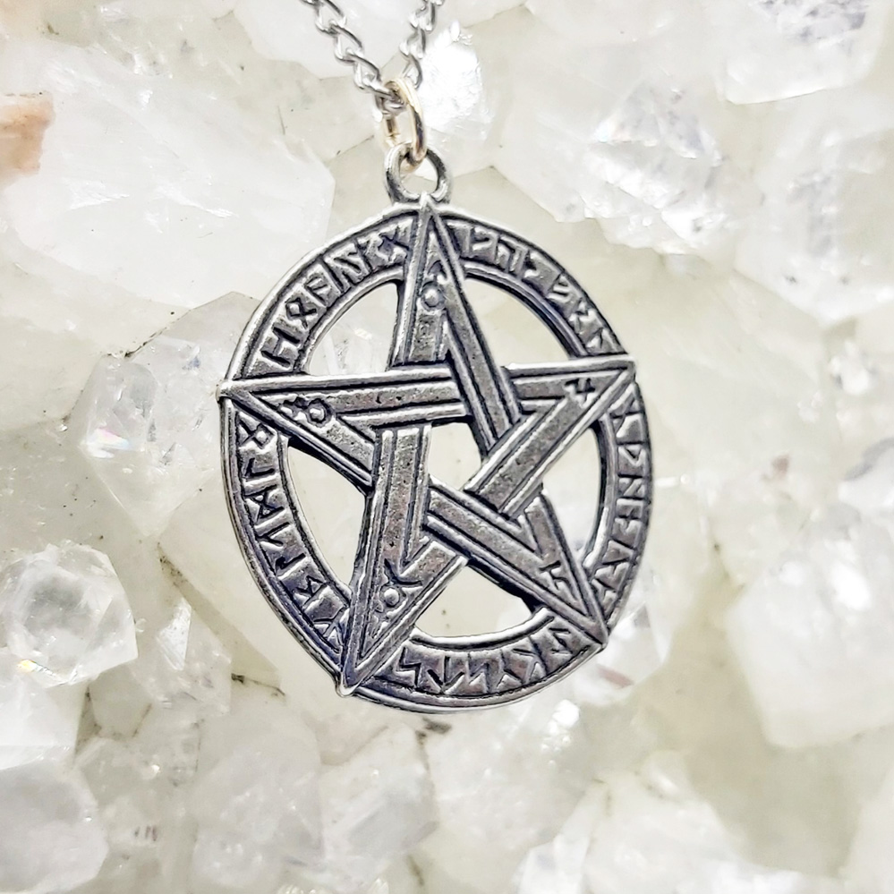 Pewter Celtic Rune Sorcery Pentagram Pendant