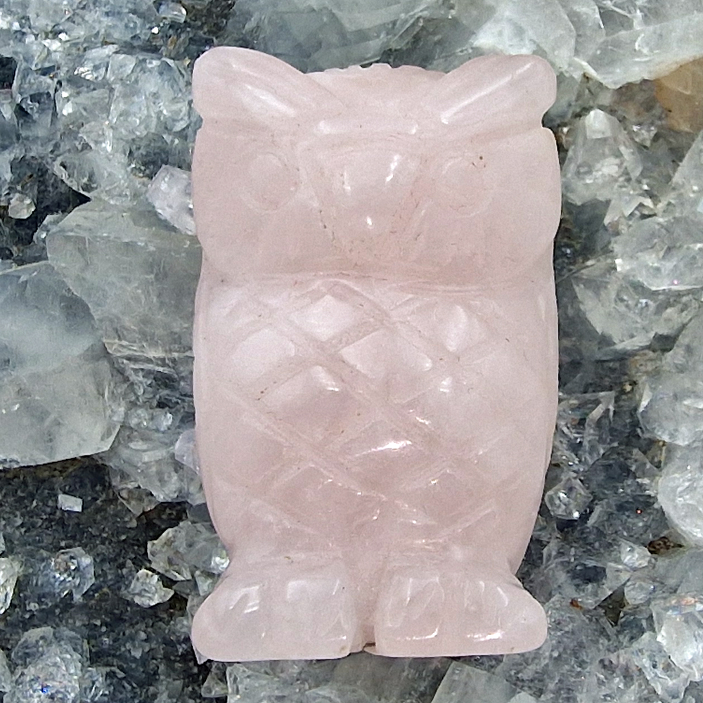 Rose Quartz Owls 4cm tall