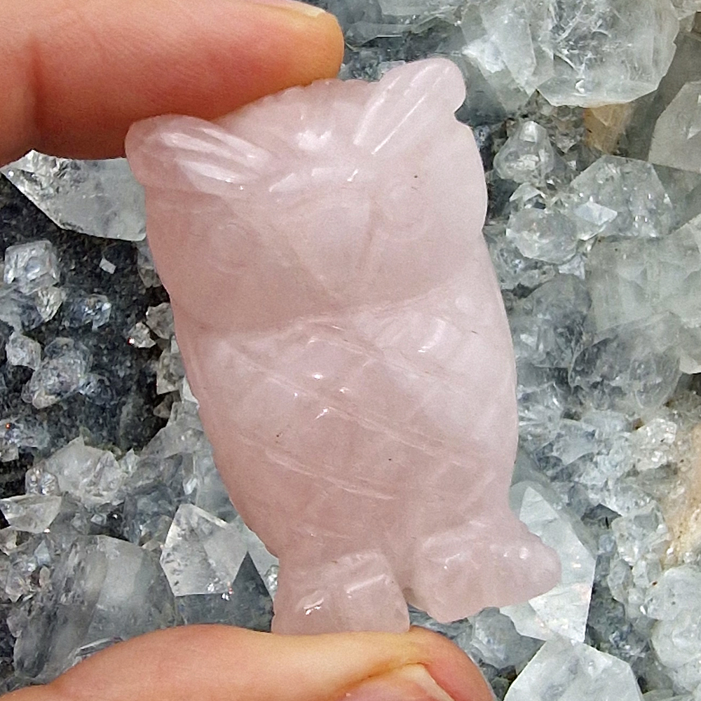 Rose Quartz Owls 4cm tall