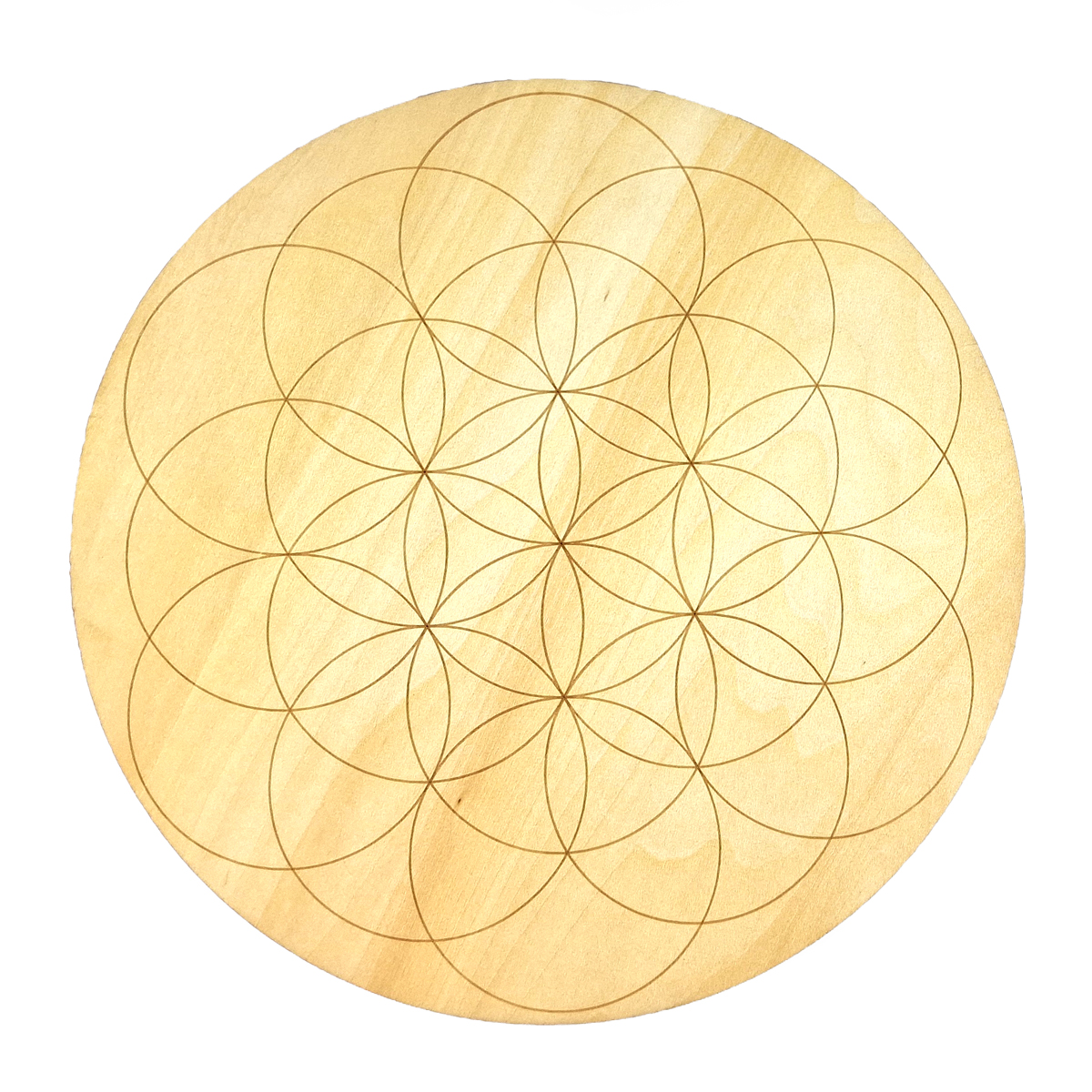 Wood Crystal Grid Plate Flower of Life Style 2